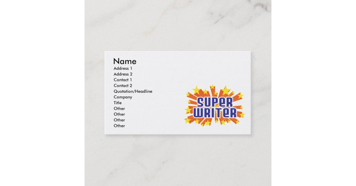 Super Writer Business Card | Zazzle