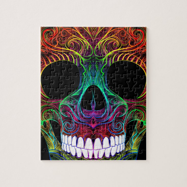 Superb Sugar Skull Dia De Los Muertos Candy Skull Jigsaw Puzzle | Zazzle