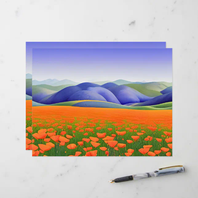 Superblooms | Surreal Poppies Scrapbook Paper | Zazzle