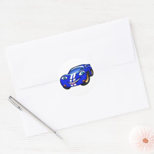 Supercar - blue car - car racing classic round sticker | Zazzle