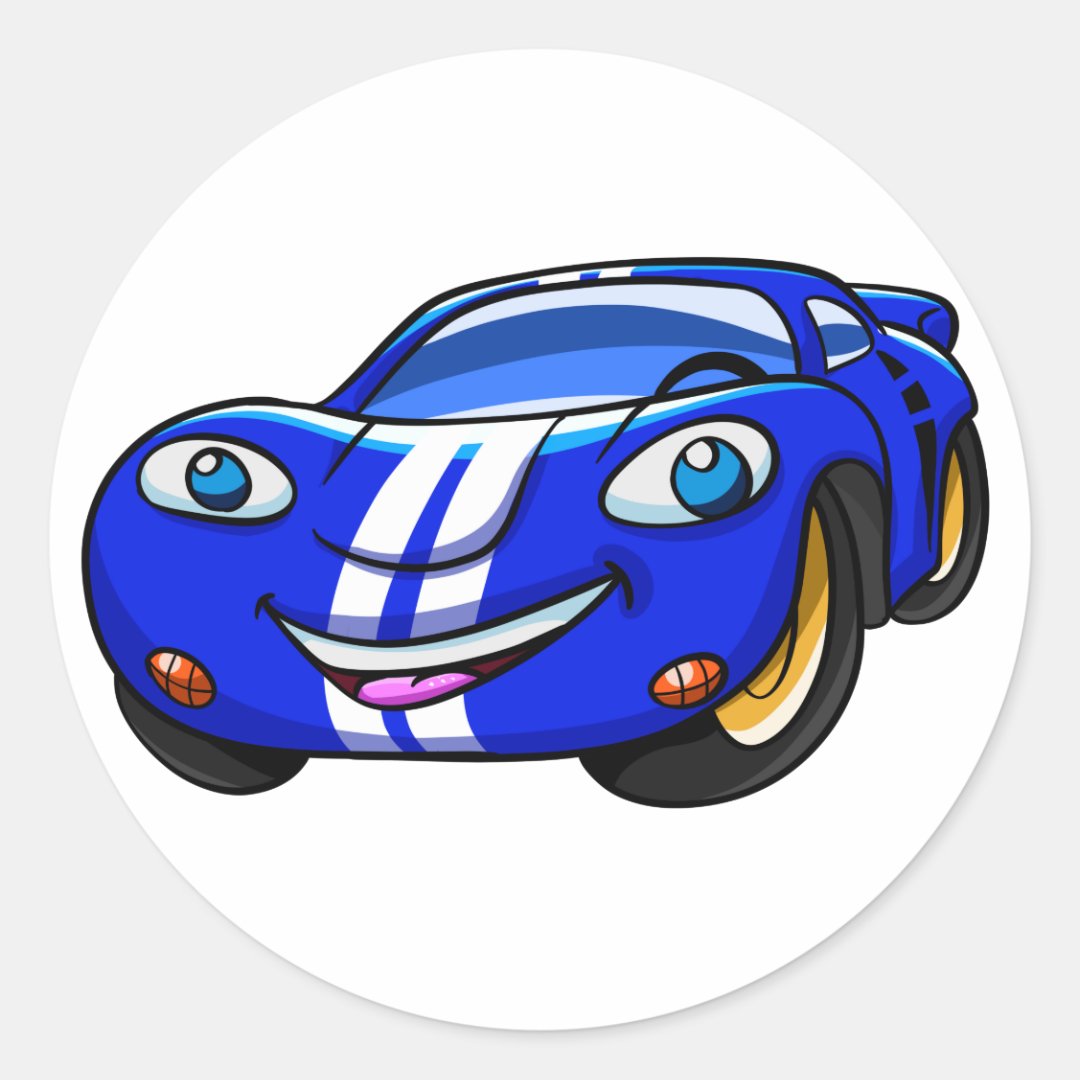 Supercar - blue car - car racing classic round sticker | Zazzle