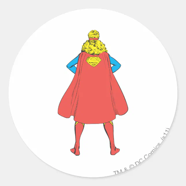 Supergirl Back View Classic Round Sticker | Zazzle