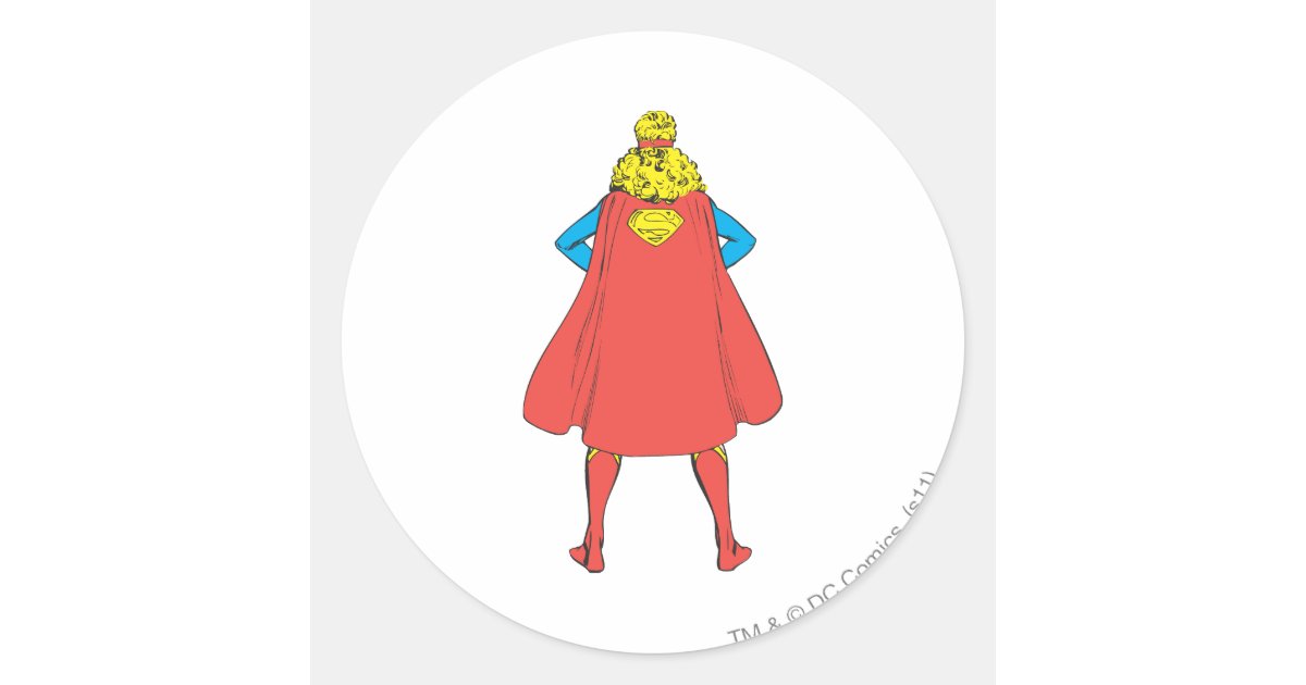 Supergirl Back View Classic Round Sticker | Zazzle