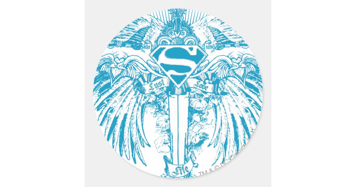 Supergirl Blue Wings Classic Round Sticker | Zazzle