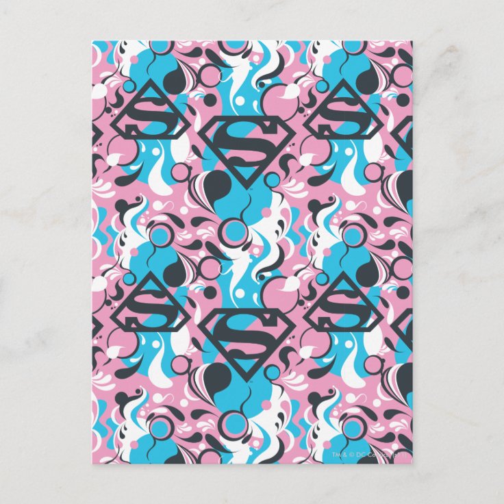 Supergirl Color Splash Swirls Pattern 7 Postcard | Zazzle