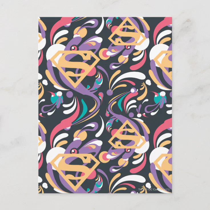 Supergirl Color Splash Swirls Pattern 8 Postcard | Zazzle