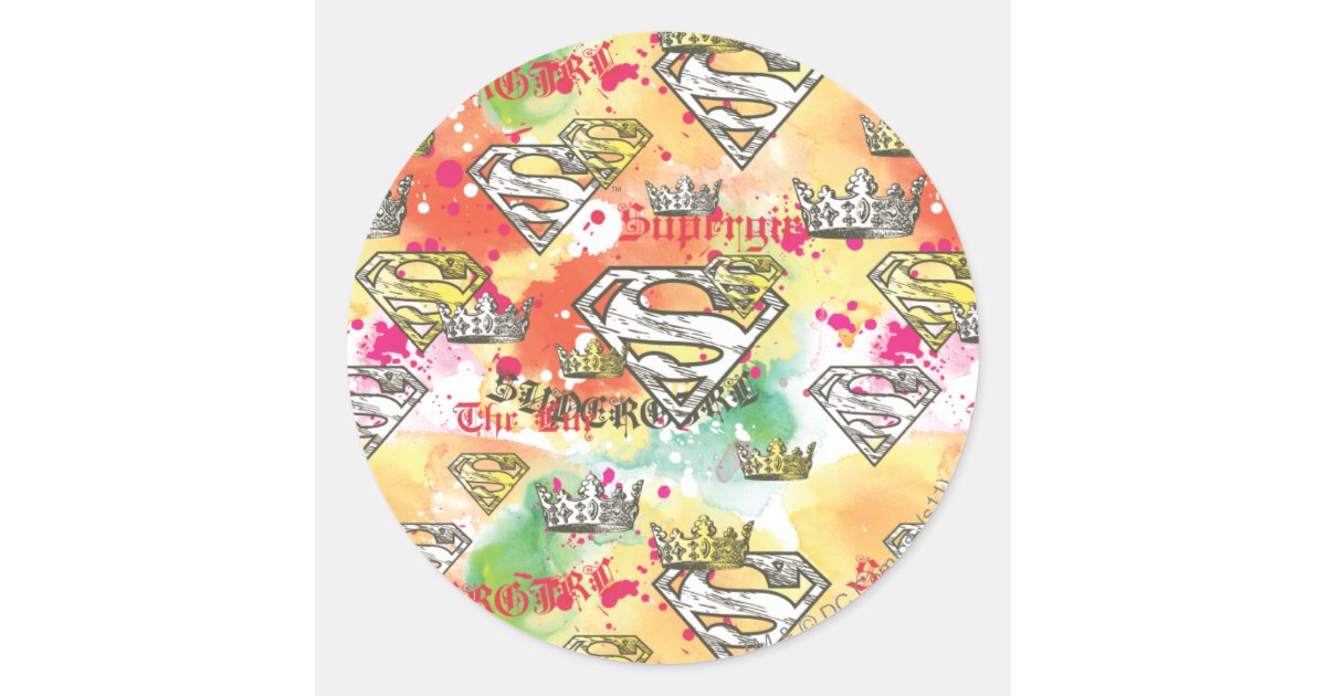 Supergirl Crown Pattern Classic Round Sticker | Zazzle