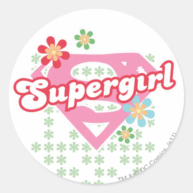 Supergirl Flower Madness Classic Round Sticker | Zazzle