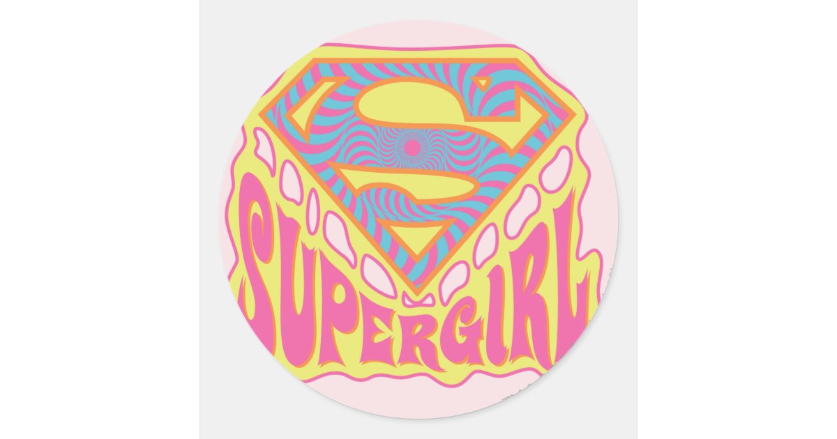 Supergirl Groovy Logo Classic Round Sticker | Zazzle