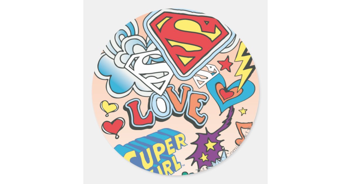 Supergirl Love Classic Round Sticker | Zazzle