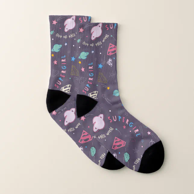 Supergirl Out of This World Retro Graphic Socks | Zazzle