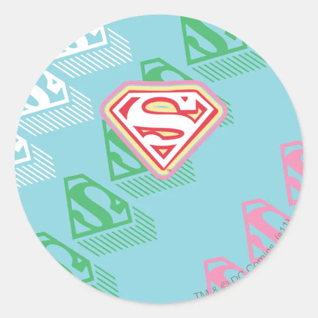 Supergirl Pastel Repeat Pattern Classic Round Sticker | Zazzle