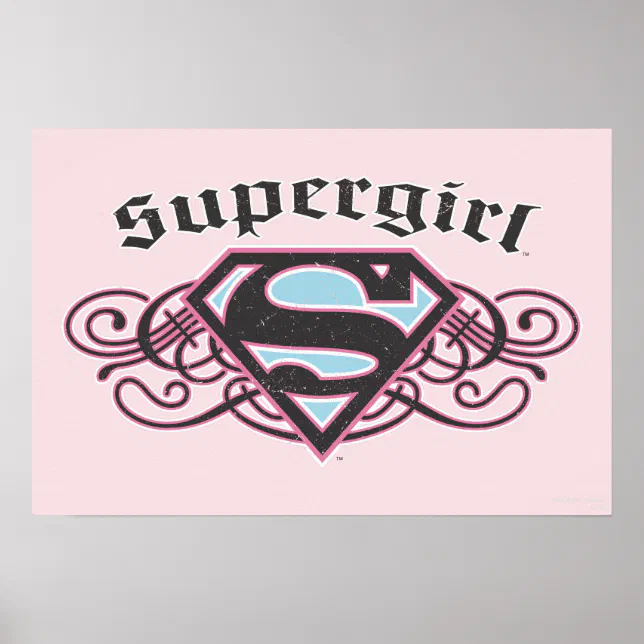 Supergirl Pin Strips Black and Pink Poster | Zazzle