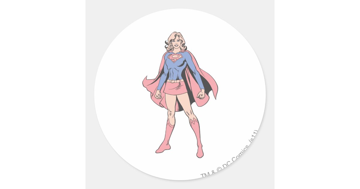 Supergirl Pose 3 Classic Round Sticker | Zazzle