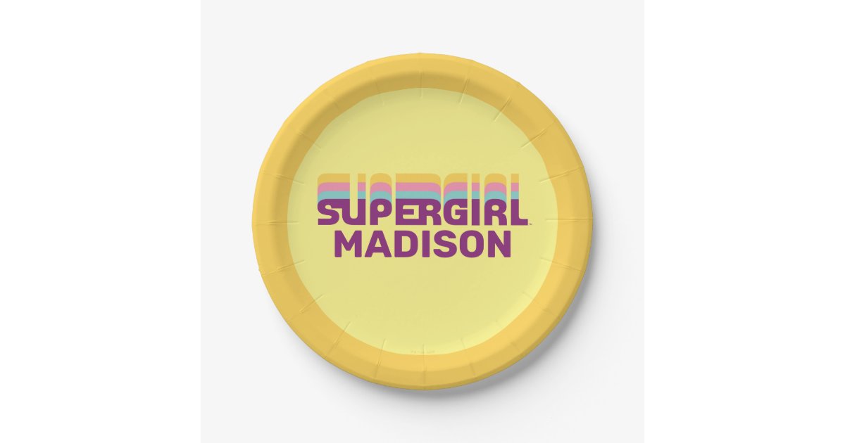 Supergirl Retro Colorshift Graphic Paper Plates | Zazzle
