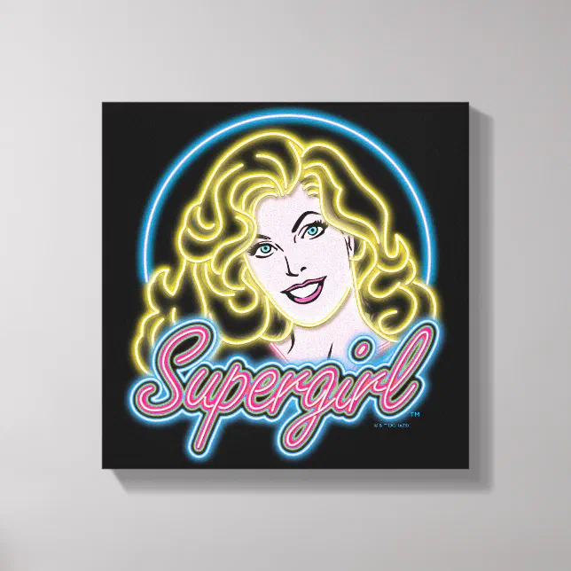 Supergirl Retro Neon Lights Graphic Canvas Print | Zazzle