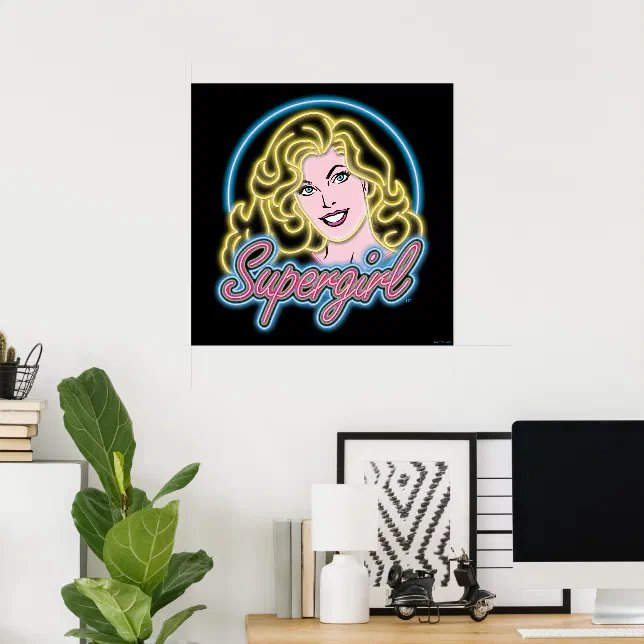 Supergirl Retro Neon Lights Graphic Poster | Zazzle