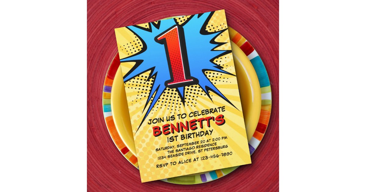 Superhero 1st Birthday Invitation | Zazzle