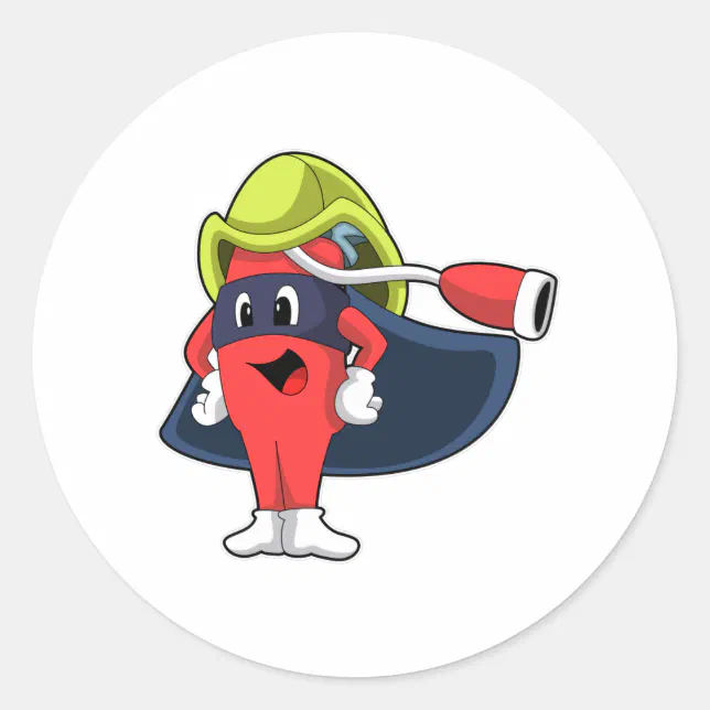 Superhero as Firefighter Classic Round Sticker | Zazzle