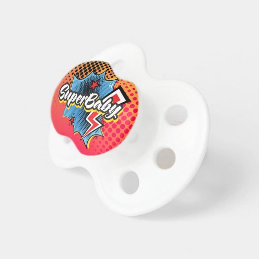 Superhero baby pacifier gift, BLUE SuperBABY binky | Zazzle