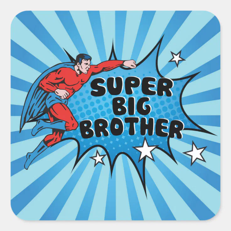 Superhero Becoming a Big Brother Square Sticker | Zazzle