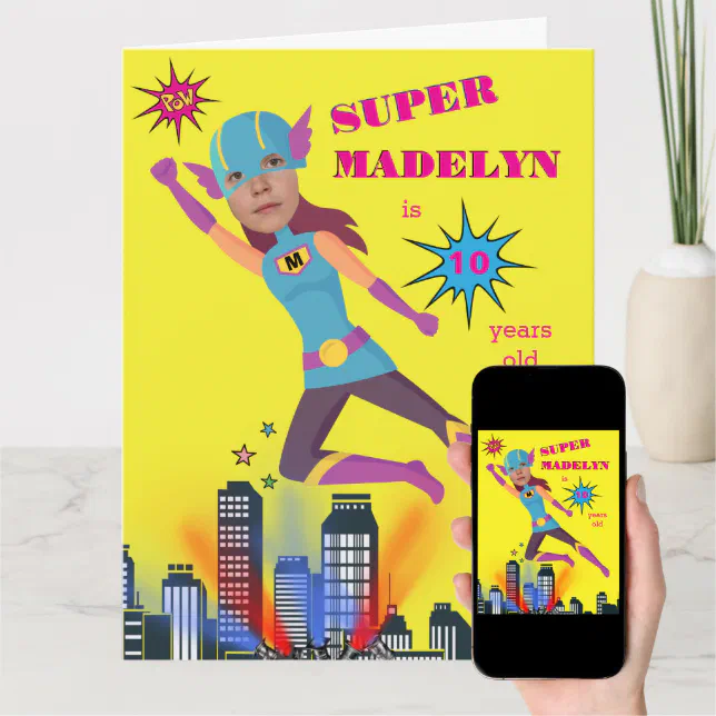 Superhero Birthday Girl Fantastic Sensational Card | Zazzle