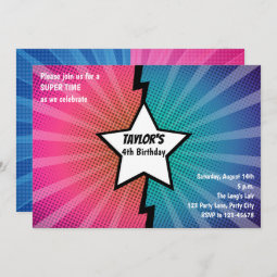 Superhero Birthday Invitations (Split Comic Style) | Zazzle