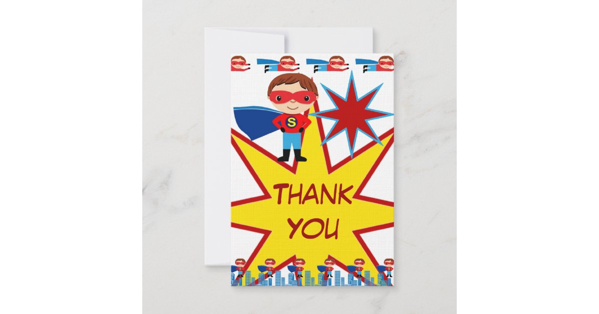 Superhero Birthday Personalized Thank You Cards | Zazzle