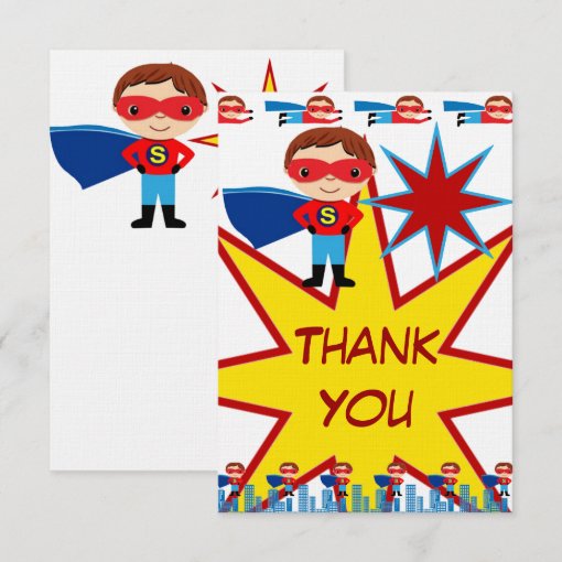 Superhero Birthday Personalized Thank You Cards | Zazzle