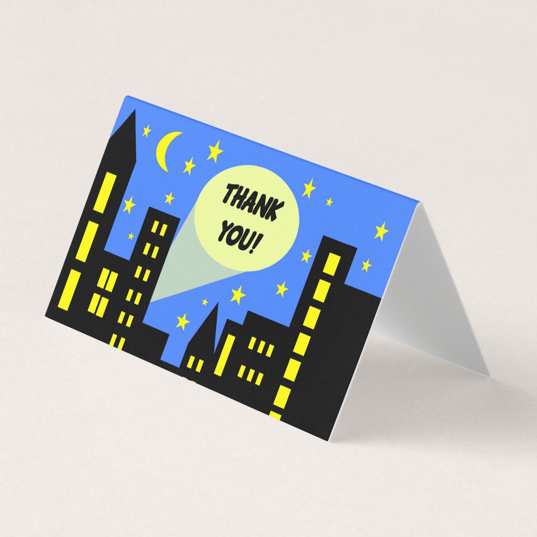 Superhero birthday thank you card | Zazzle