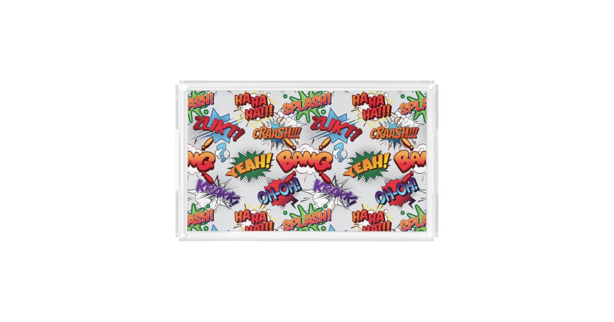 Superhero Bubble Pattern Acrylic Tray | Zazzle