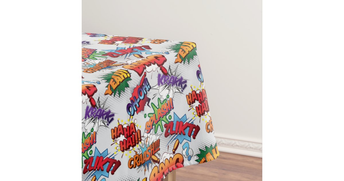 Superhero Bubble Pattern Tablecloth | Zazzle