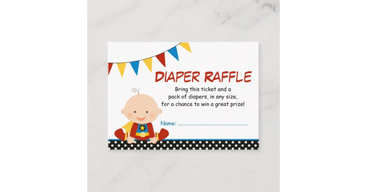 Superhero Bunting Diaper Raffle Ticket Enclosure Card | Zazzle