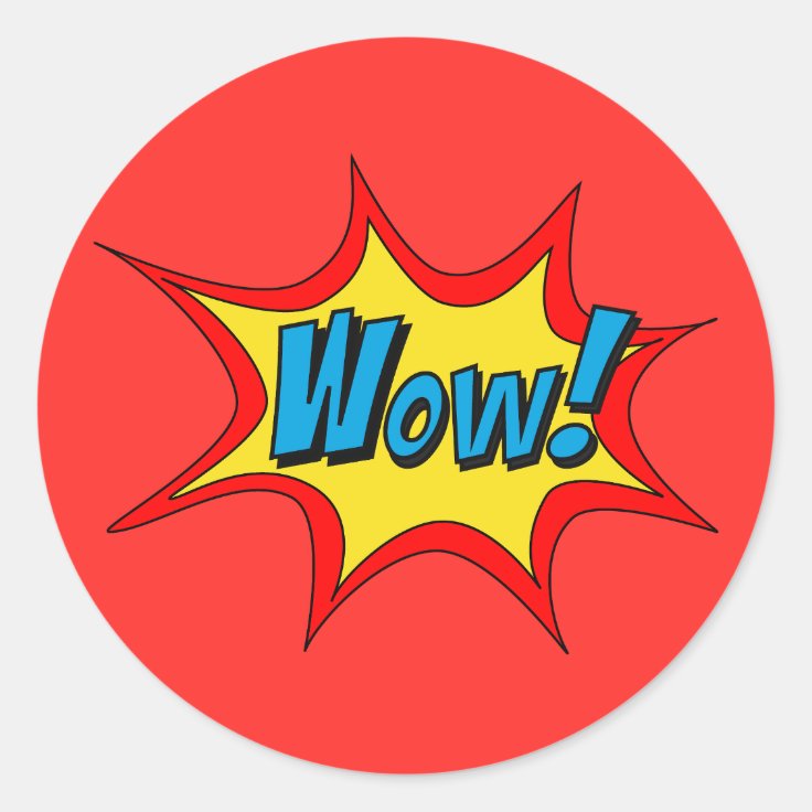 Superhero Callout Wow Teacher Reward Classic Round Sticker | Zazzle