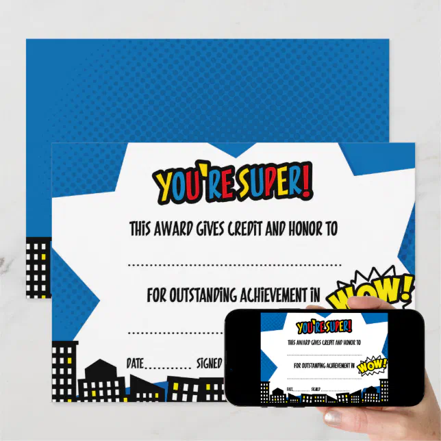 Superhero Certificate, Diploma Invitation | Zazzle