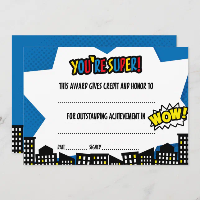Superhero Certificate, Diploma Invitation | Zazzle