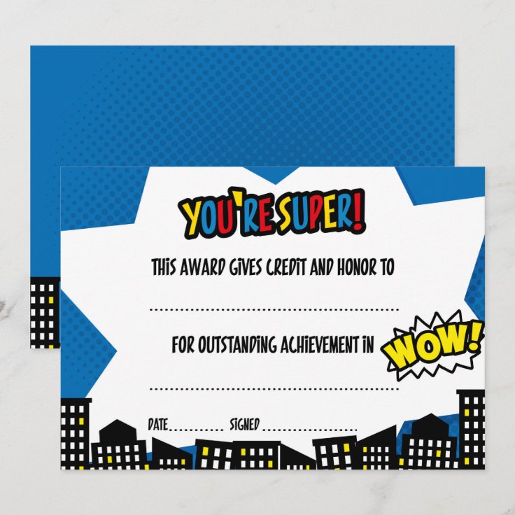 Superhero Certificate, Diploma Invitation | Zazzle