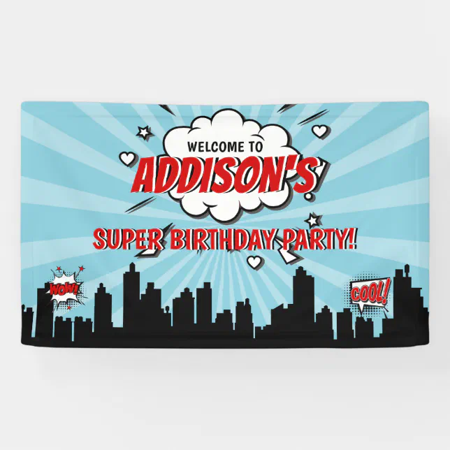 Superhero Comic Birthday Party Welcome Banner | Zazzle
