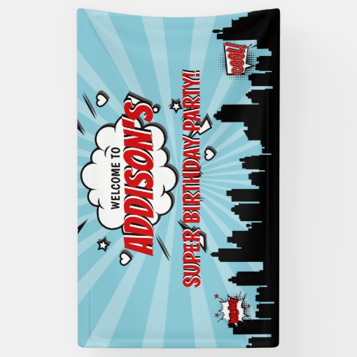 Superhero Comic Birthday Party Welcome Banner | Zazzle