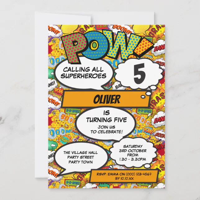 Superhero Comic Book Birthday Party Invitation | Zazzle
