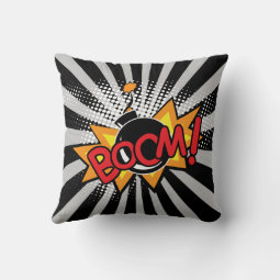 Superhero Comic Book Boom Bomb Cartoon Throw Pillow | Zazzle