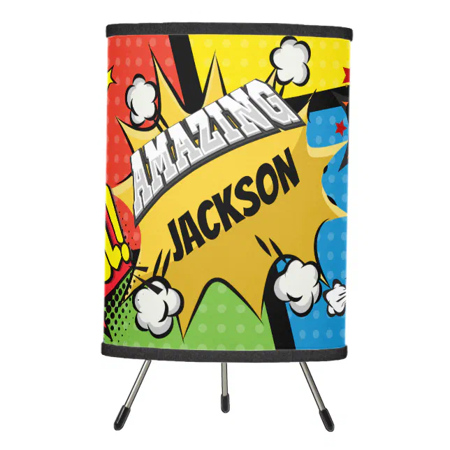 Superhero Comic Book Custom Tripod Lamp | Zazzle