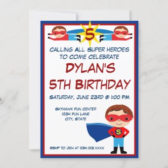 Superhero Comic Book Kids Birthday Invitations | Zazzle