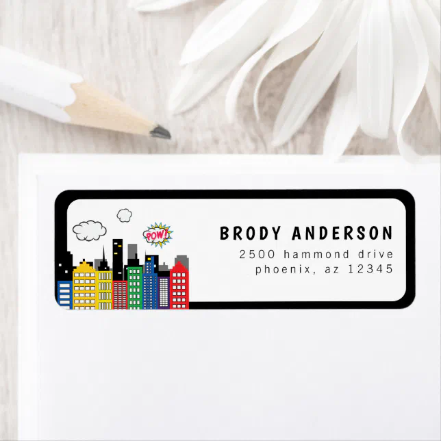 Superhero Comic Book Theme Address Label | Zazzle