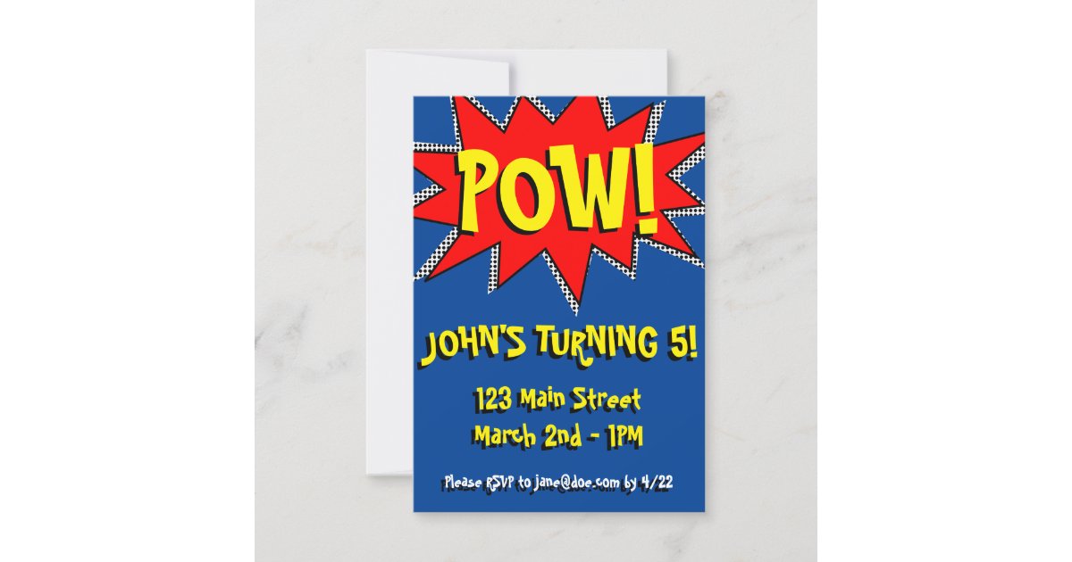 Superhero Comic Book Themed Invitation Template | Zazzle