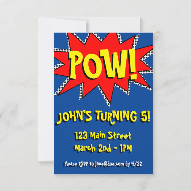 Superhero Comic Book Themed Invitation Template | Zazzle