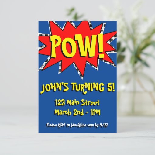 Superhero Comic Book Themed Invitation Template | Zazzle