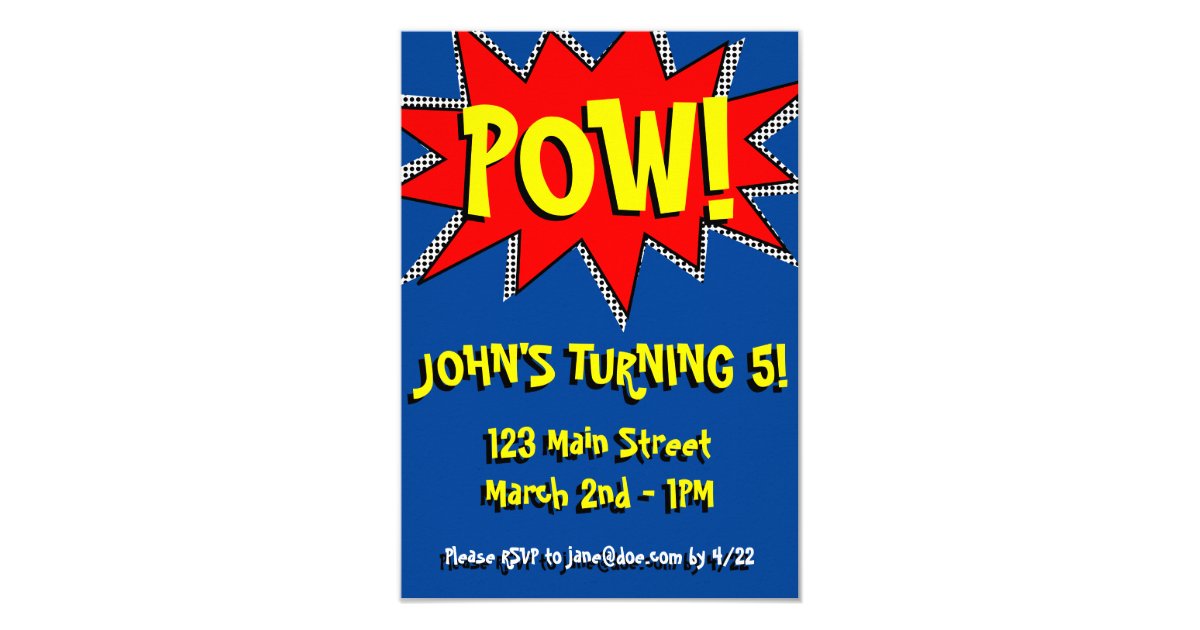 Superhero Comic Book Themed Invitation Template | Zazzle.com