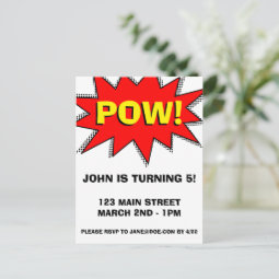 Superhero Comic Book Themed Invitation Template | Zazzle