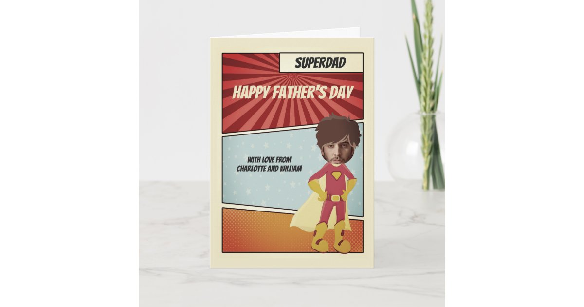 Superhero Comic Dad Happy Fathers Day Personalized Card | Zazzle